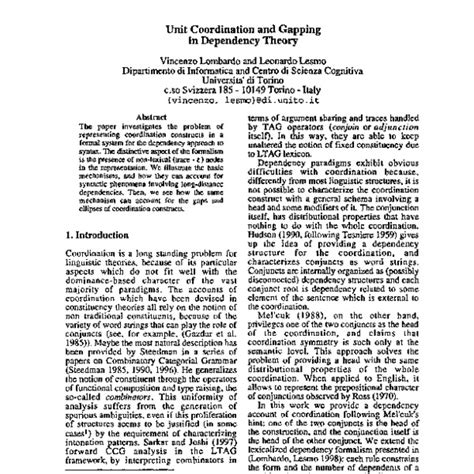 Unit Coordination And Gapping In Dependency Theory Acl Anthology