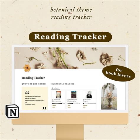 notion reading tracker template books tracker notion etsy