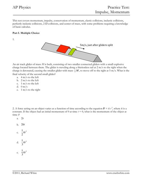 Ap Physics Practice Test Impulse Momentum