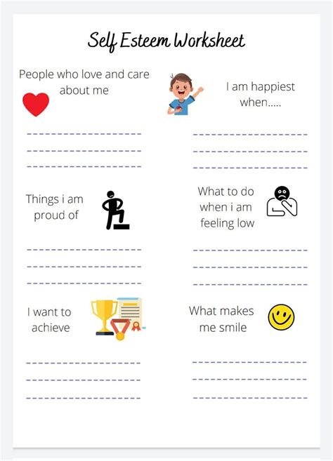 Self Esteem Worksheet Free Printable