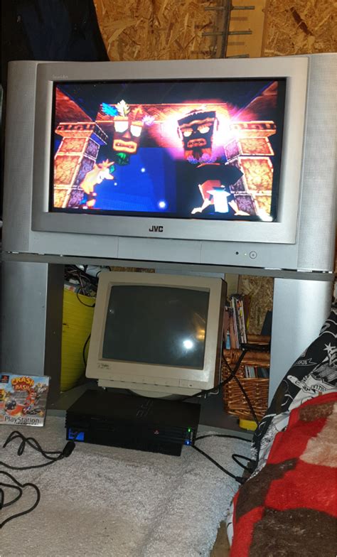 Playing Crash Bash On Ps2 With My New 26 Jvc Crt That I Found On The
