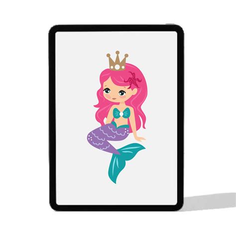 Crown Mermaid Vector In Pink Color Design Shop By Aquadigitizing