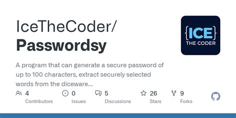 Github Icethecoderpasswordsy A Program That Can Generate A Secure