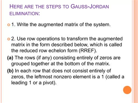 gauss jordan and guass elimination method pptx chemistry science