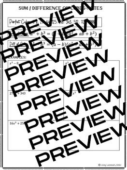 Sum Difference Of Cubes Notes Worksheet By Algebra All Day TPT