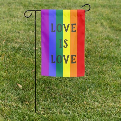 Cute Rainbow Love Is Love Lgbtq Pride Garden Flag Zazzle Rainbow Wedding Theme Rainbow Gay
