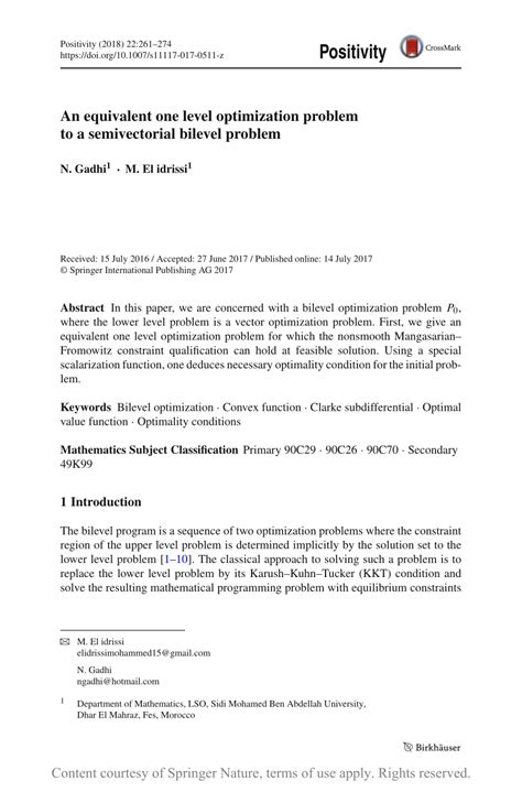 An Equivalent One Level Optimization Problem To A Semivectorial Bilevel