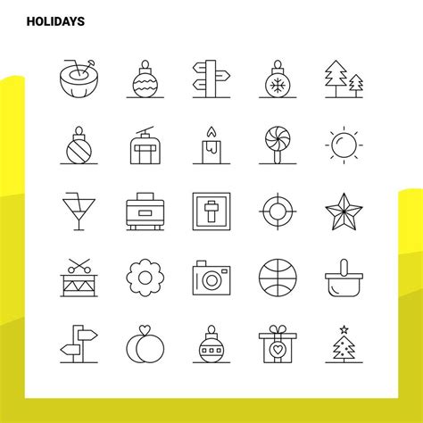 Set Of Holidays Line Icon Set 25 Icons Vector Minimalism Style Design Black Icons Set Linear