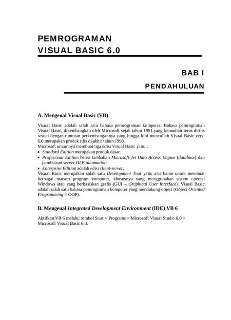 Pdf Visual Basic 6 Beberapa Saat Hingga Muncul Tampilan Berikut Pilih Standard Exe Dan Klik