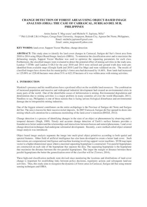 PDF Change Detection Of Forest Areas Using Object Based Image