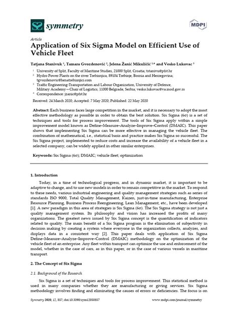 Application Of Six Sigma Model On Efficient Use Of Pdf Six Sigma Data Analysis