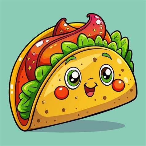 A Cartoon Drawing Of A Taco With A Face On It Premium Ai Generated Vector