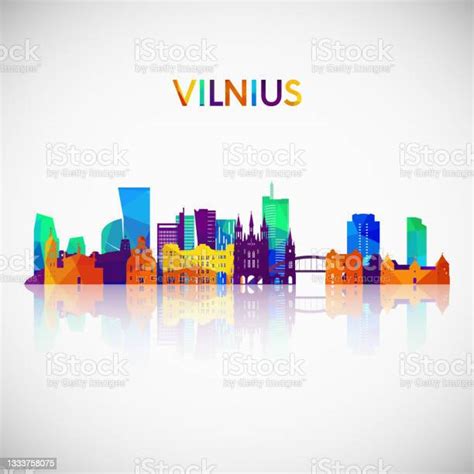 화려한 기하학적 스타일의 빌뉴스 스카이 라인 실루엣 디자인에 대한 기호입니다 벡터 그림입니다 스카이라인에 대한 스톡 벡터 아트 및 기타 이미지 Istock