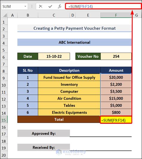 How To Create A Petty Cash Payment Voucher Format In Excel 5 Steps