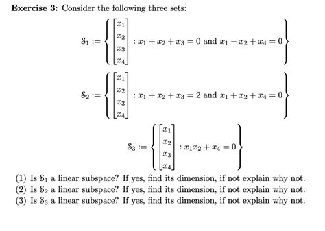 Solved Exercise Consider The Following Three Sets Chegg Com