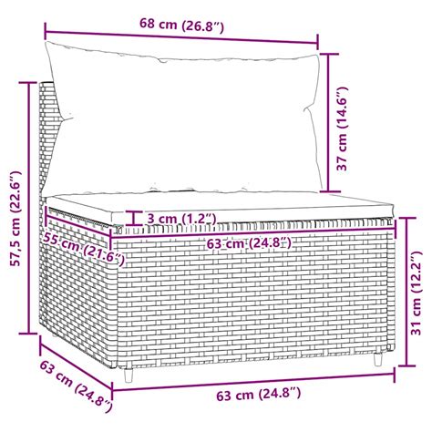 Градински среден диван с възглавници сив полиратан Free For All