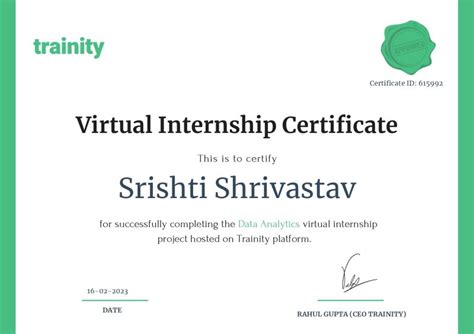 srishti shrivastav on linkedin trainity dataanalytics internship