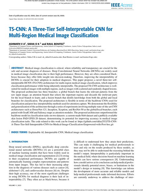 Pdf Ts Cnn A Three Tier Self Interpretable Cnn For Multi Region Medical Image Classification