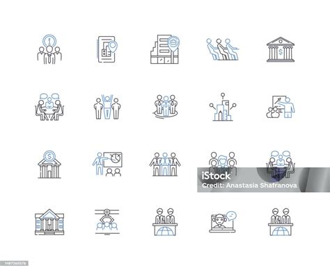 소유권 모델 선 아이콘 컬렉션입니다 자율성 신뢰 통제 독립성 소유 책임 권위 벡터 및 선형 그림 책임 사용법 권한 개요 표지판