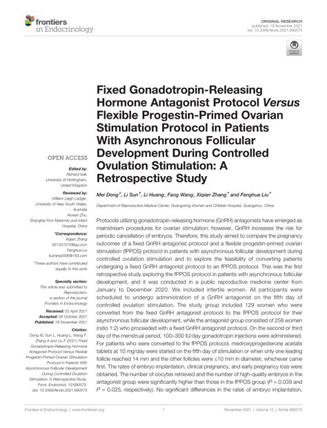 Pdf Fixed Gonadotropin Releasing Hormone Antagonist Protocol Versus Flexible Progestin Primed