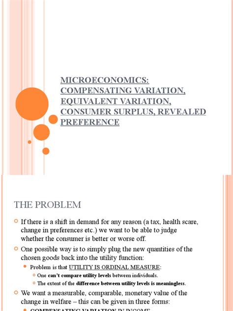Compensating Variation Equivalent Variation Consumer Surplus