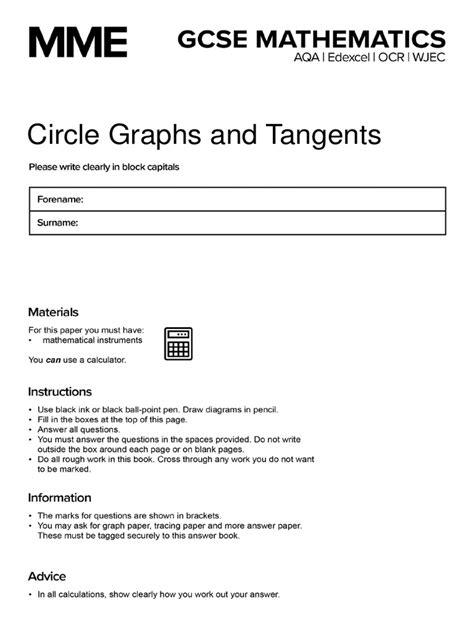 Circle Graphs And Tangents Questions Mme Pdf Circle Tangent