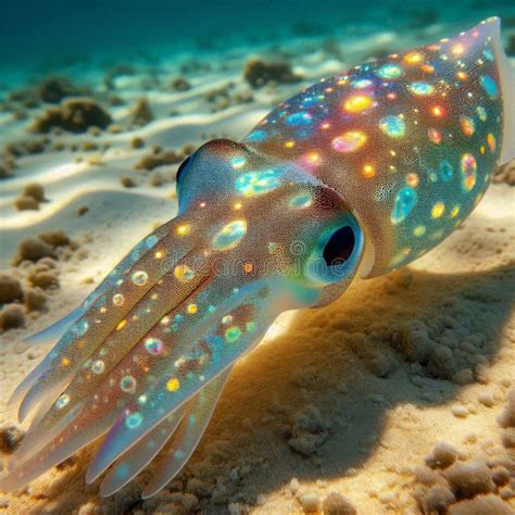A Caribbean Reef Squid With Detailed Iridescent Colors Stock Illustration Illustration Of