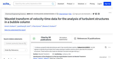 Citation Report Wavelet Transform Of Velocity Time Data For The