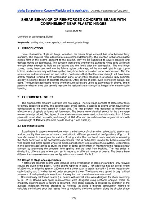 Pdf Shear Behaviour Of Reinforced Concrete Beams With Confinement