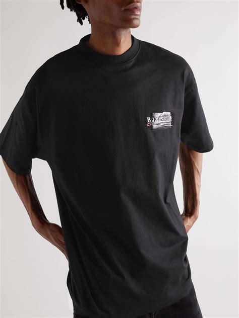 Black Gaffer Oversized Logo Embroidered Appliquéd Cotton Jersey T Shirt