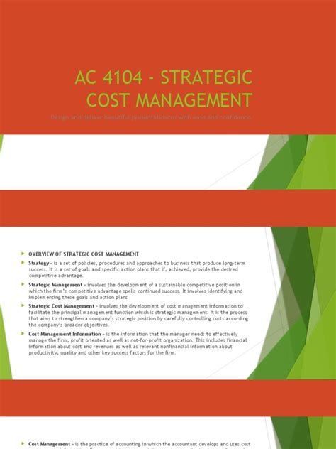 Ac 4104 Strategic Cost Management Pdf Cost Accounting Strategic Management