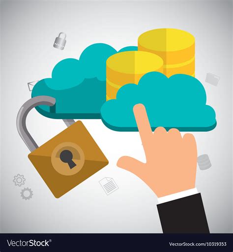 Cloud Computing Padlock Web Hosting Design Vector Image
