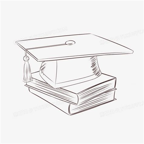 手绘线稿学士帽免抠元素PNG图片素材下载 学士PNG 熊猫办公