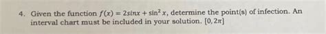 solved 4 given the function f x 2sinx sin2x determine the