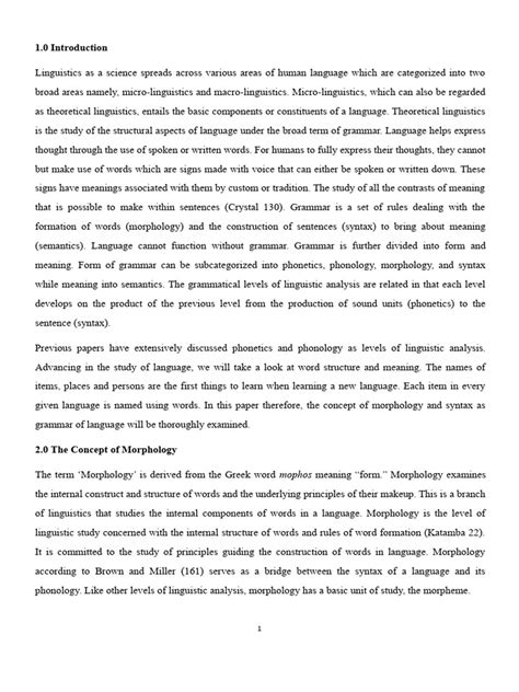 morphology and syntax as grammar of language pdf pronoun verb