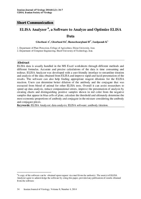 Pdf Elisa Analyzer A Software To Analyze And Optimize Elisa Data Elisa Analyzer A Software