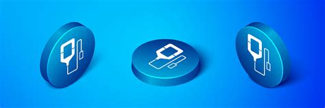 파란색 배경에 격리 된 등색 Iv 가방 아이콘 블러드 백 혈액 개념을 기부합니다 치료와 치료의 개념 화학 요법 파란색 원 버튼입니다 벡터 3차원 형태에 대한 스톡 벡터 아트