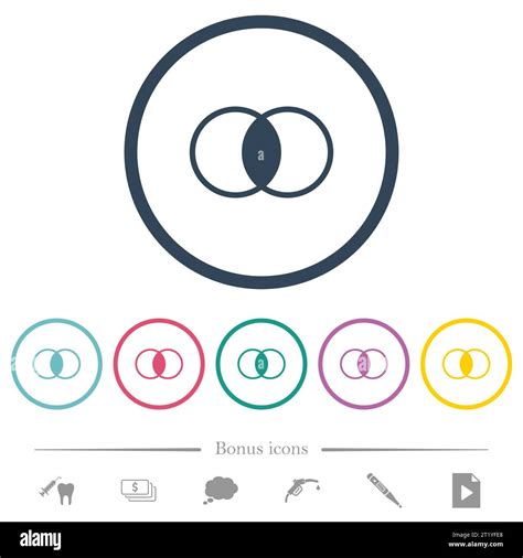 Overlapping Elements Flat Color Icons In Round Outlines 6 Bonus Icons Included Stock Vector