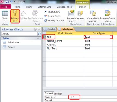 Membuat Database Dan Tabel Baru Dengan Access