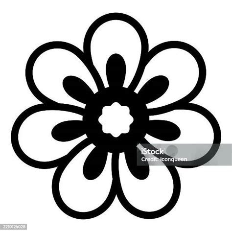 큰 꽃잎 단단한 아이콘 식물 자연 개념과 함께 아름 다운 꽃 벡터 그래픽입니다 식물 꽃 유봉 흰색 배경 스타일 모바일 또는 디자인에 표시 0명에 대한 스톡 벡터 아트 및