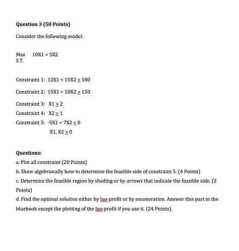 Solved Question Points Consider The Following Linear Chegg