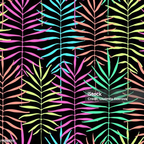 열 대 잎 정글 패턴입니다 원활한 산 색 식물 패턴입니다 벡터 배경입니다 대비 열 대 배경 그래픽 프린트에 대한 스톡 벡터 아트 및 기타 이미지 Istock
