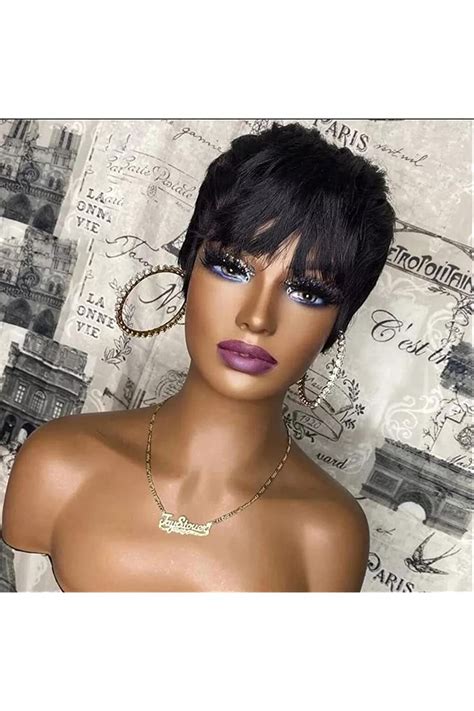 Saga Queen Pixie Cut Wig Human Hair With Bangs For Black Women