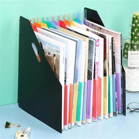 Expanding A Size Accordion Document Folder With Slanted Opening For Babes To Store Exam