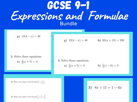 Gcse 9 1 Expressions And Formulae Bundle Teaching Resources