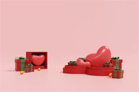 행복한 발렌타인 데이 배경입니다 발렌타인 데이에 브랜딩 제품 프레젠테이션을 위한 추상적인 배경 최소 스타일 빈 공간이 있는 모형