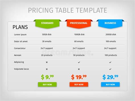 Comparison Table Template Psd