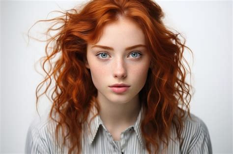 Premium Photo Passionate Redhead Girl Holding Her Hands In Her Heart