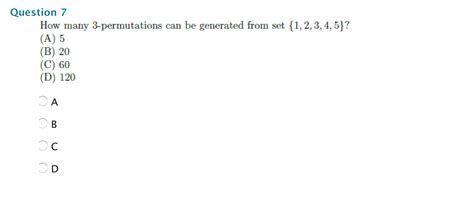 Solved Question 7 How Many 3 Permutations Can Be Generated Chegg Com