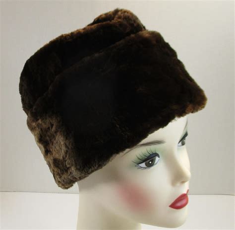 Vtg 1960s Genuine Sheared Beaver Wedge Style Hat Head Circumference 24